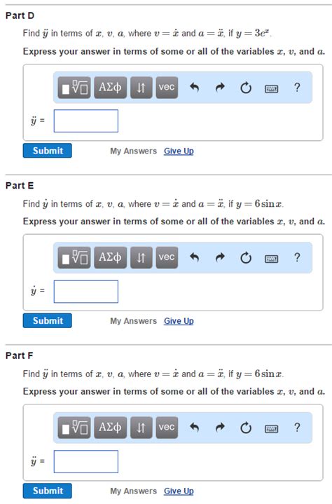 Solved Find Y In Terms Of X V A Where V X And A X If Chegg Com