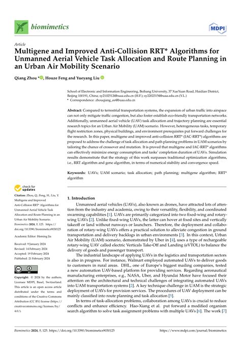 PDF Multigene And Improved Anti Collision RRT Algorithms For Unmanned Aerial Vehicle Task