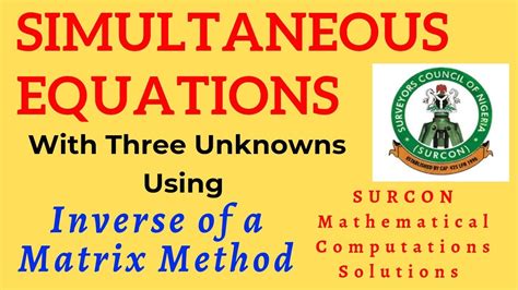 Simultaneous Equations Linear Equations Using Inverse Of A Matrix