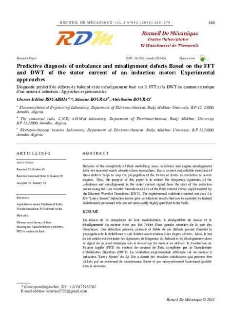 Pdf Predictive Diagnosis Of Stator Current Defects In Motors