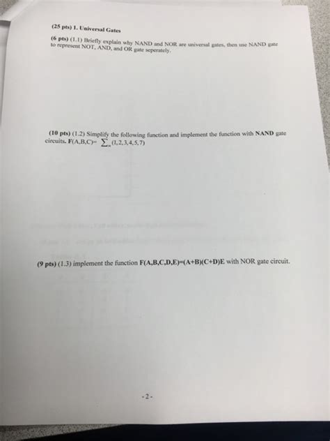 Solved Universal Gates Briefly Explain Why NAND And NOR Are Chegg Com