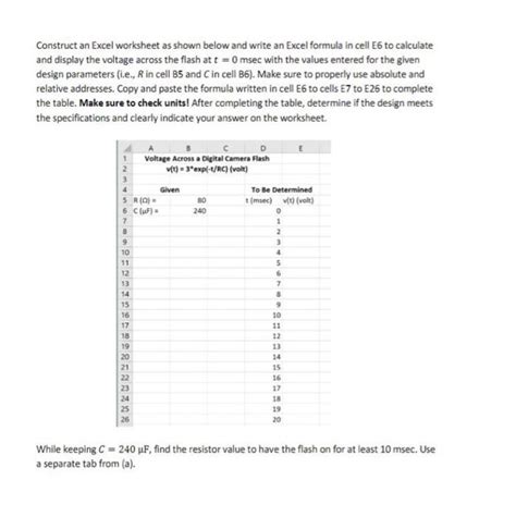 Solved Construct An Excel Worksheet As Shown Below And Write Chegg