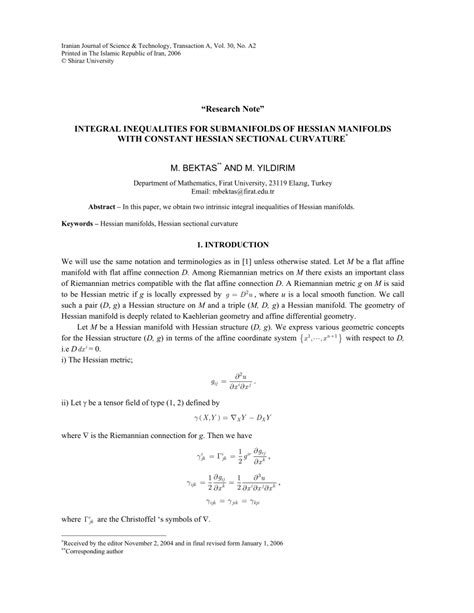 Pdf Integral Inequalities For Submanifolds Of Hessian Manifolds With Constant Hessian