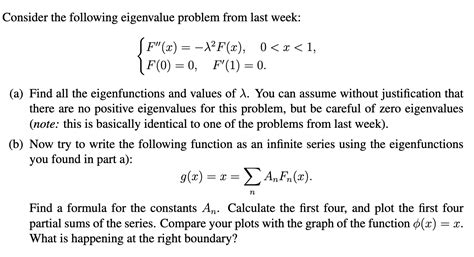Solved Consider The Following Eigenvalue Problem From Last Chegg