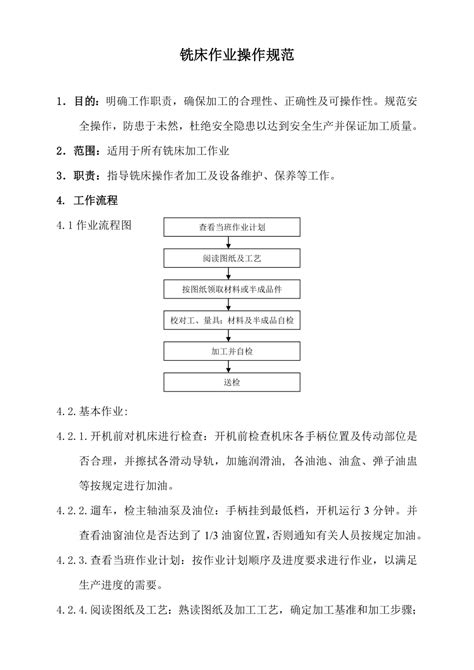 铣床作业操作规范 doc下载 6页 其他教育资料 果子办公