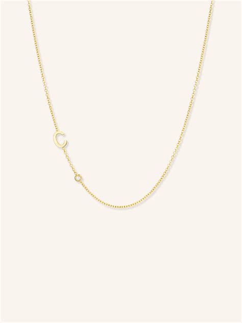 Asymmetrical Initial And Bezel Diamond Necklace C A Gilded Leaf