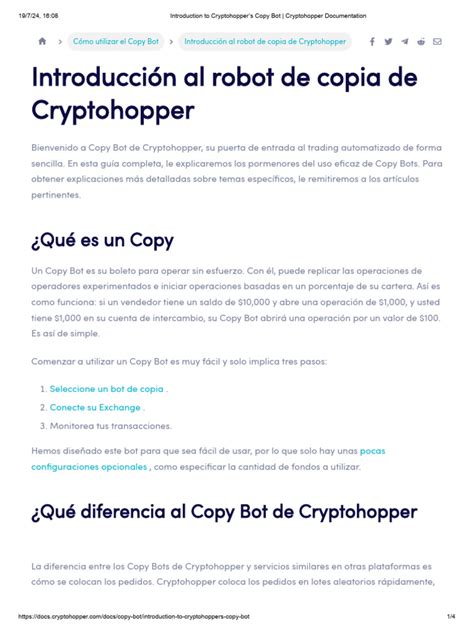 Introduction To Cryptohoppers Copy Bot Cryptohopper Documentation Pdf