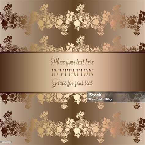 빈티지 바로크 웨딩 초대장 템플릿 나비 배경입니다 결혼식에 대 한 전통적인 장식입니다 베이 지와 골드에서 벡터 일러스트 레이 션