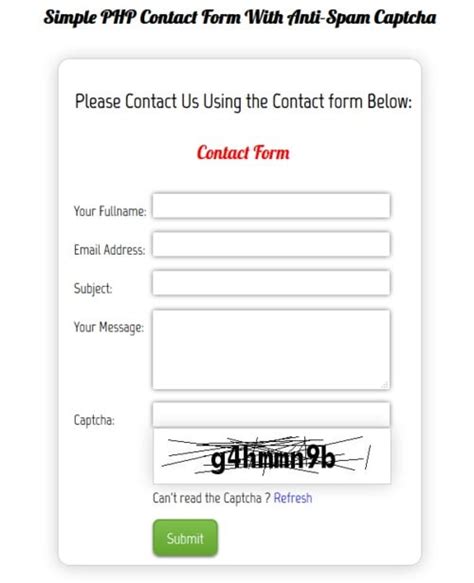 Simple Php Contact Form With Anti Spam Captcha Tradebit