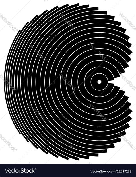 Circular Abstract Monochrome Design Element On Vector Image