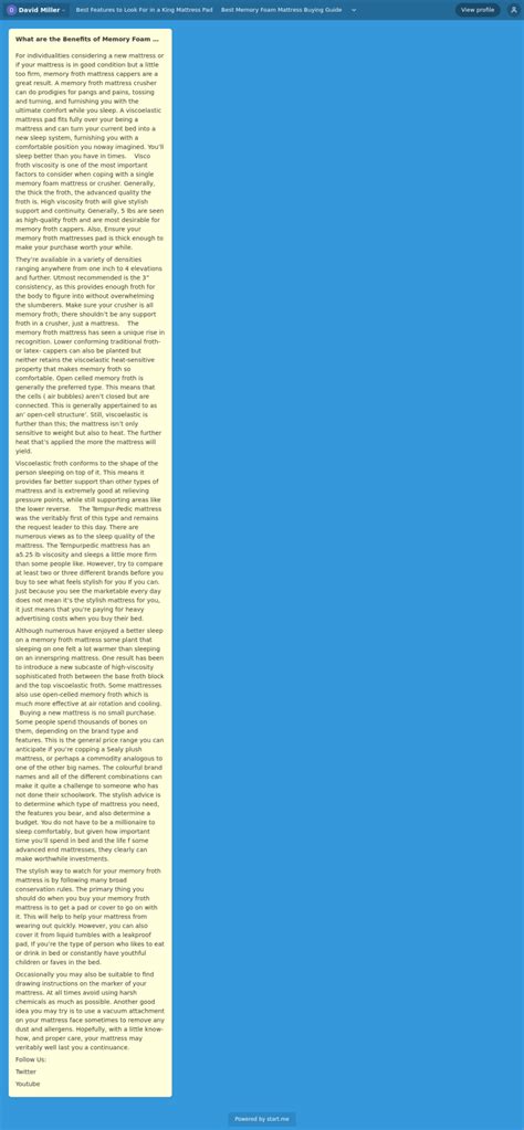 What Are The Benefits Of Memory Foam Mattresses And Mattresses Start Me