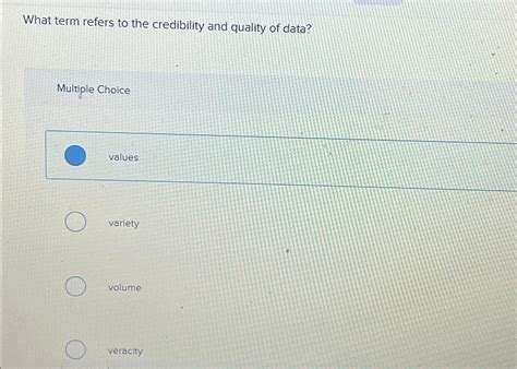 Solved What Term Refers To The Credibility And Quality Of