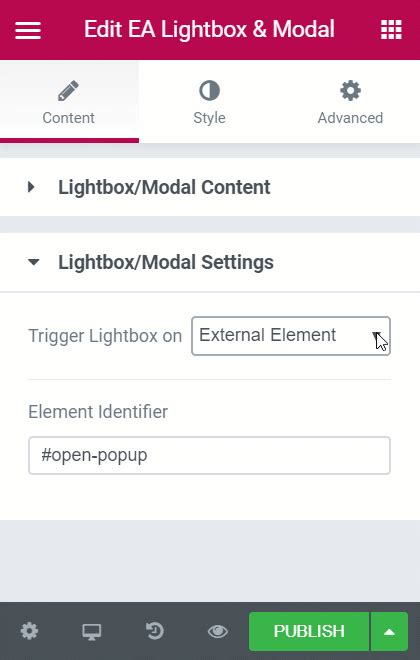 easily create lightbox in wordpress pages using elementor