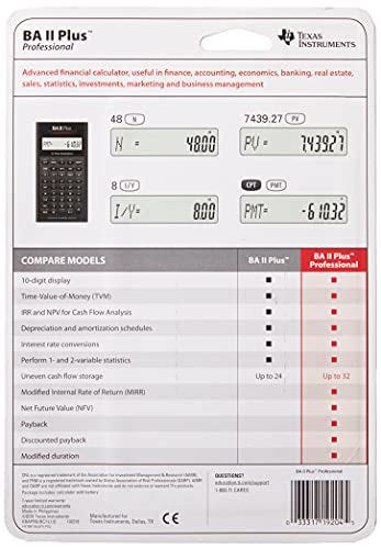 GetUSCart Texas Instruments BA II Plus Professional Financial Calculator