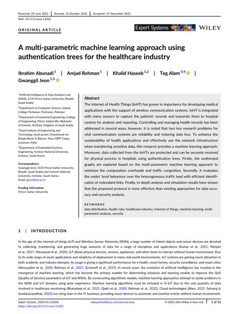 A Multi‐parametric Machine Learning Approach Using Authentication Trees