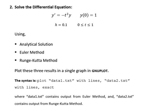 Solved Solve The Differential Equation Y T2y Y0 1 H 01 0