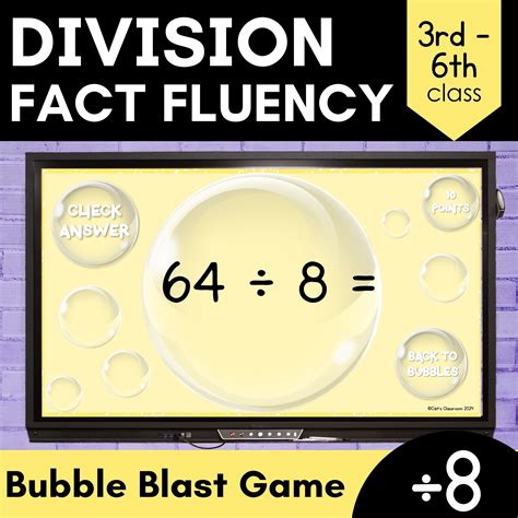 Mash 3rd 4th Class ÷ 8 Digital Tables Game Division Maths Facts Fluency Bubble Blast
