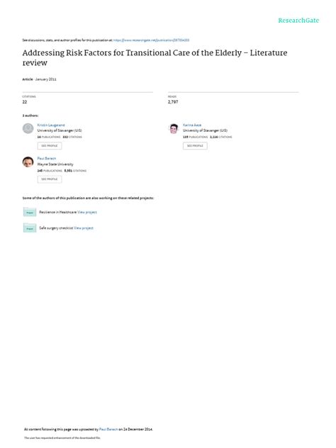 Addressing Risk Factors For Transitional Care Of T Pdf Patient Medical Error