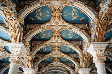 Premium Photo Ceiling With Patterns And Pillars Generative Ai