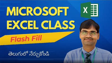 Microsoft Excel Class In Telugu Flash Fill Microsoft Excel Tutorial In Telugu For Beginners