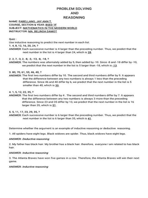 Mmw Problem Solving And Reasoning Ass Pdf