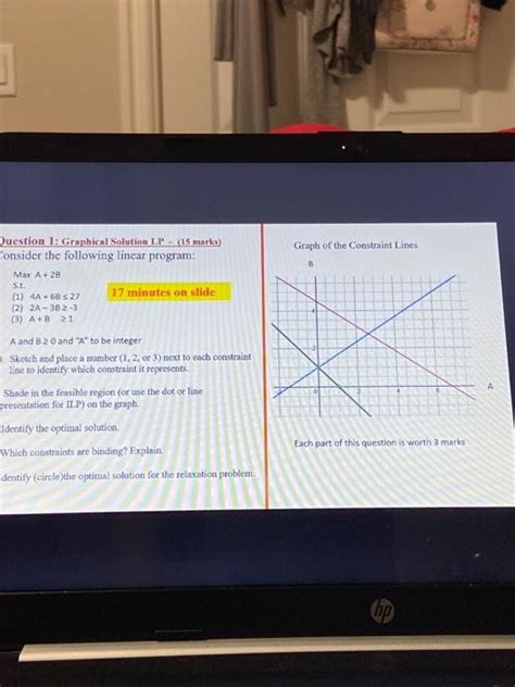 Solved Graph Of The Constraint Lines B Question 1 Graphical
