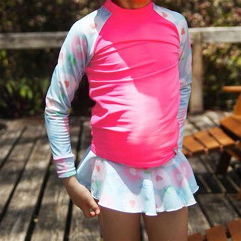 베이비 여아동 하트 블라썸 래쉬가드 상하의 세트 Fashion Style Prepping