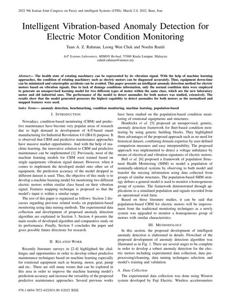 Pdf Intelligent Vibration Based Anomaly Detection For Electric Motor Condition Monitoring