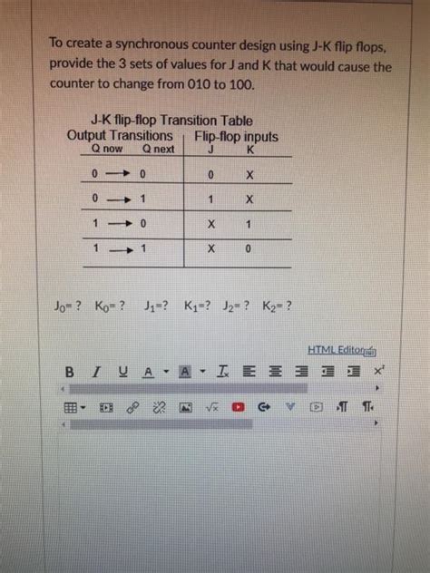 Solved To Create A Synchronous Counter Design Using J K Flip