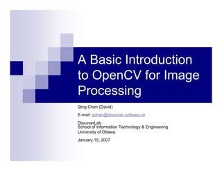 A Basic Introduction To Open Cv For Image Processing PDF