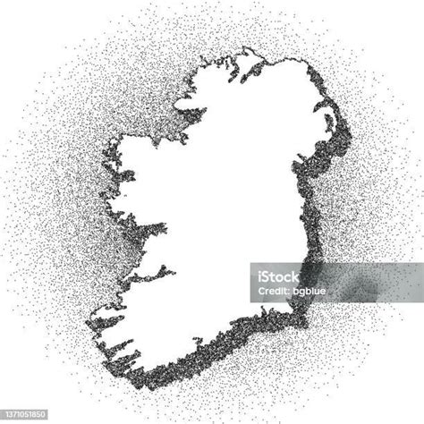 기울어진 아일랜드 지도 스티플링 아트 도트워크 점선 스타일 아일랜드 북유럽에 대한 스톡 벡터 아트 및 기타 이미지 아일랜드