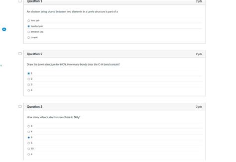 Question 1 2 Pts An Electron Being Shared Between Two Elements In A