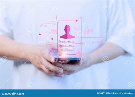 Cybersecurity Concept Man Use Mobile Phone Type The Username And Password User Privacy