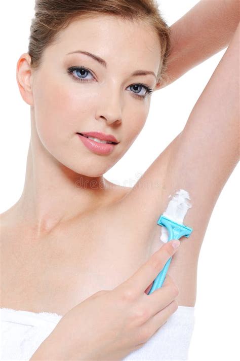 Female Shaving Underarm With Razor Stock Image Image Of Shaving Clean 10248745
