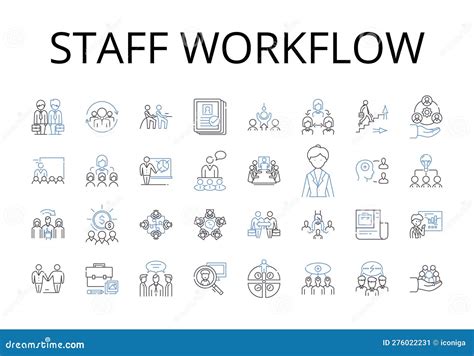 Staff Workflow Line Icons Collection Employee Productivity Resource