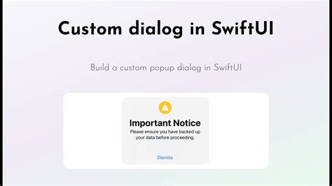 Build A Custom Popup Dialog In Swiftui Youtube