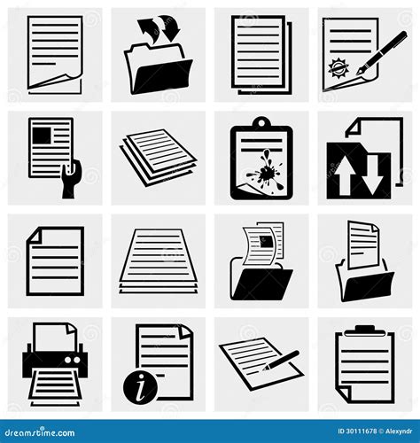 Document Icons Paper And File Icon Set Stock Vector Illustration Of