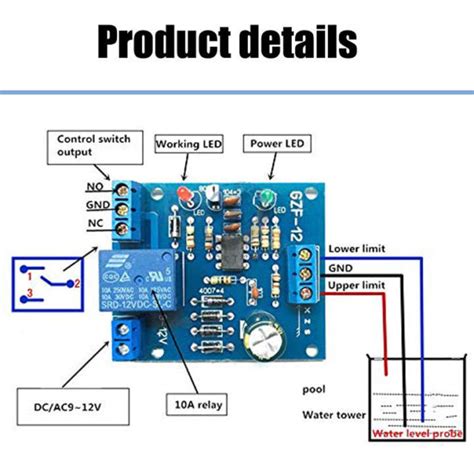 9v 12v Liquid Water Level Controller Sensor Automatic Pumping Drainage Water Level Detection