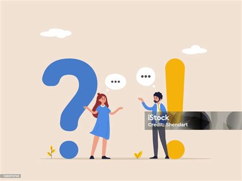 질문과 답변 개념입니다 Qa Faq 자주 묻는 질문 브레인스토밍 대화 또는 퀴즈 문제를 해결하기 위한 해결책을 얻기 위한 토론 사업가와 여자가 질문하고 대답합니다 여자에