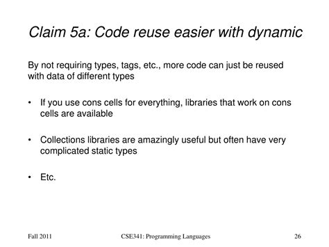 Ppt Cse341 Programming Languages Lecture 18 Static Vs Dynamic