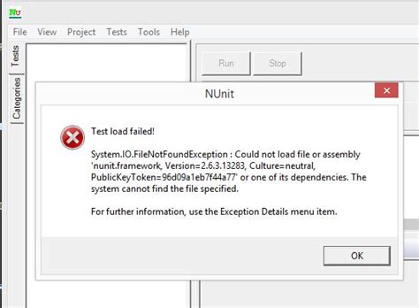C Systemiofilenotfoundexception Thrown By Nunit Test Runner