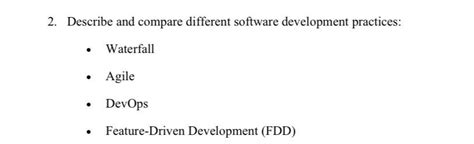 Solved Describe And Compare Different Software Development
