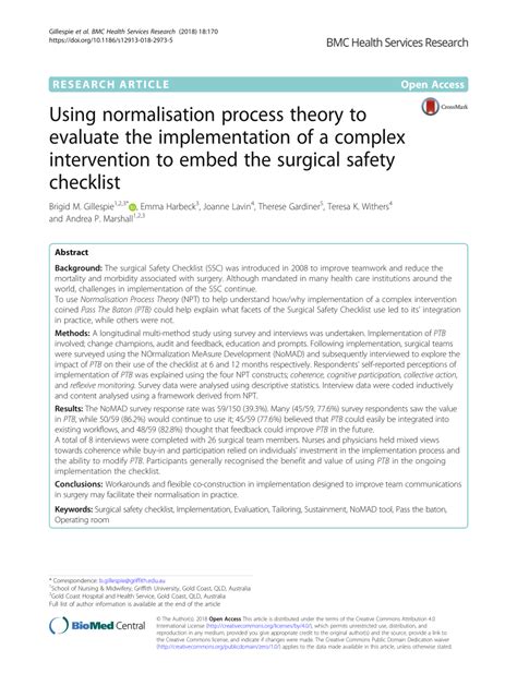 Pdf Using Normalisation Process Theory To Evaluate The Implementation Of A Complex