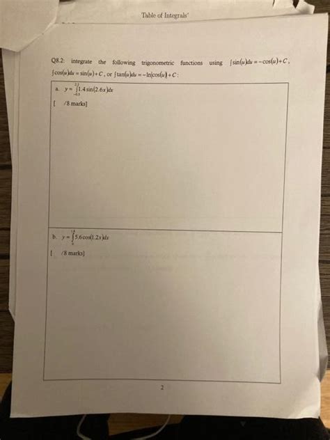 q8 2 integrate the following trigonometric functions