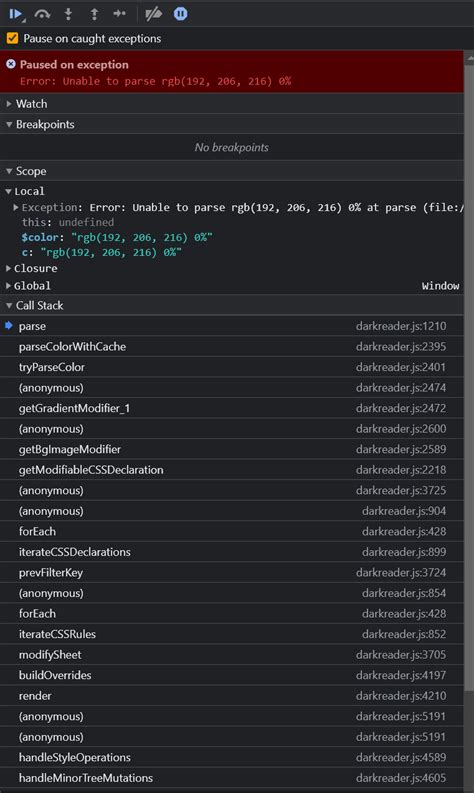 Bug TryParseColor Breaks Debugging Experience With Pause On Caught