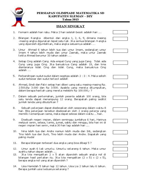 Osk Matematika Sd Contoh Soal 1 Pdf