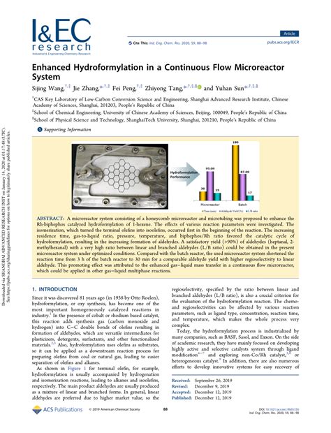pdf enhanced hydroformylation in a continuous flow microreactor system