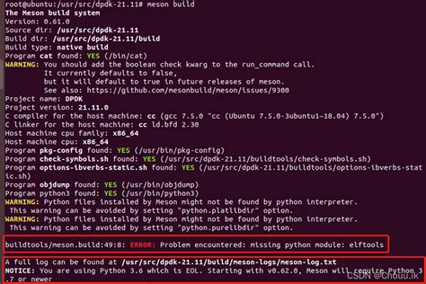 Dpdk 2111安装教程error Problem Encountered Missing Python Module Csdn博客