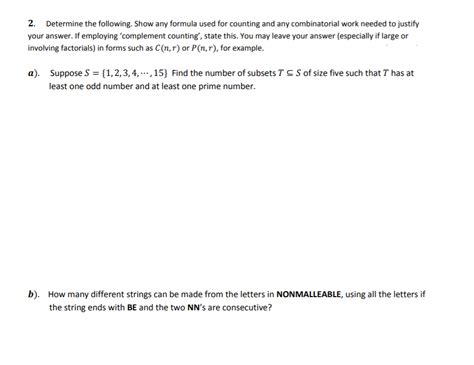 Solved 2 Determine The Following Show Any Formula Used For