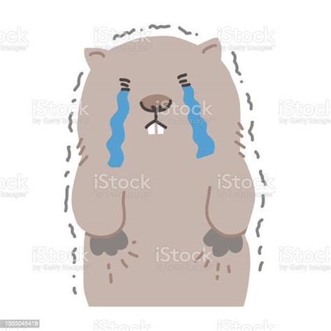 Vector Illustration Of A Frustrated Wombat In Tears Full Body Stock